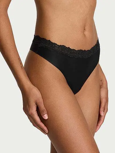 Victoria's Secret Body Victoria Flex Mid-rise Thong Panty - Black