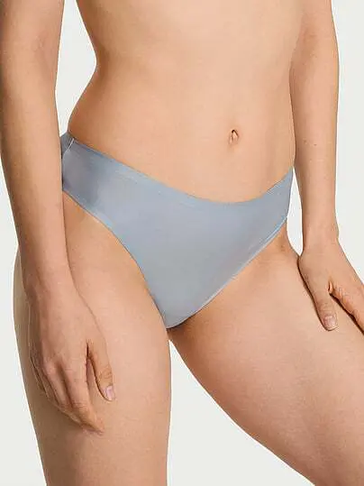 Victoria's Secret Body Victoria Flex Lace-trim Mid-rise Thong Panty - Grey
