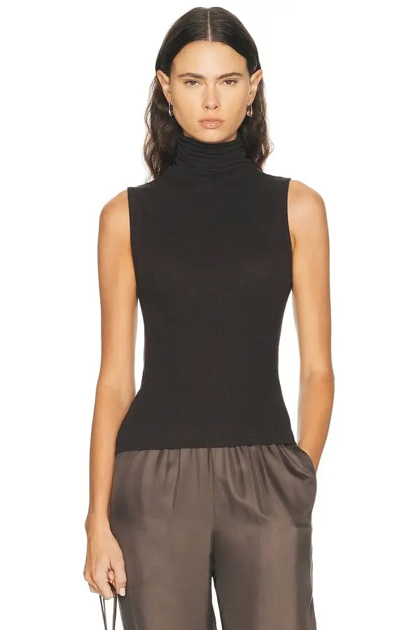 Enza Costa Sleeveless Halterneck Top - Dark Brown
