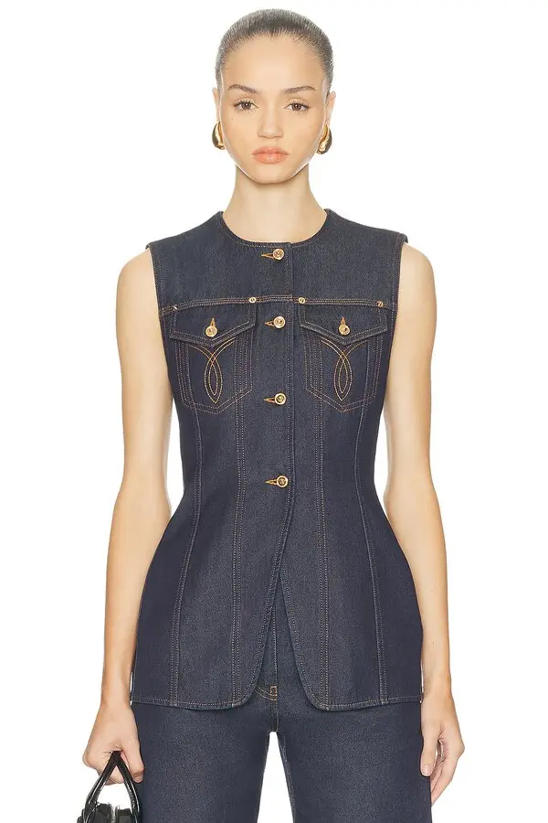 Versace Denim Vest - Blue Black