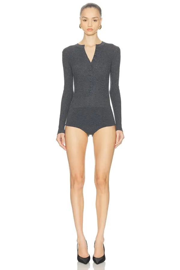SELF-PORTRAIT Wool Knit Romper - Grey