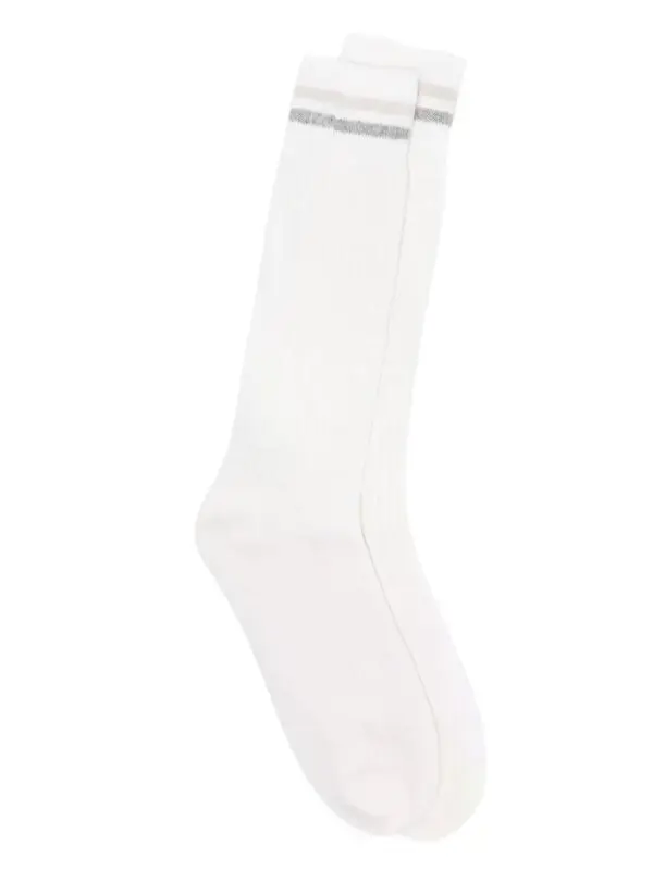 Eleventy Ribbed Wool-blend Socks - White