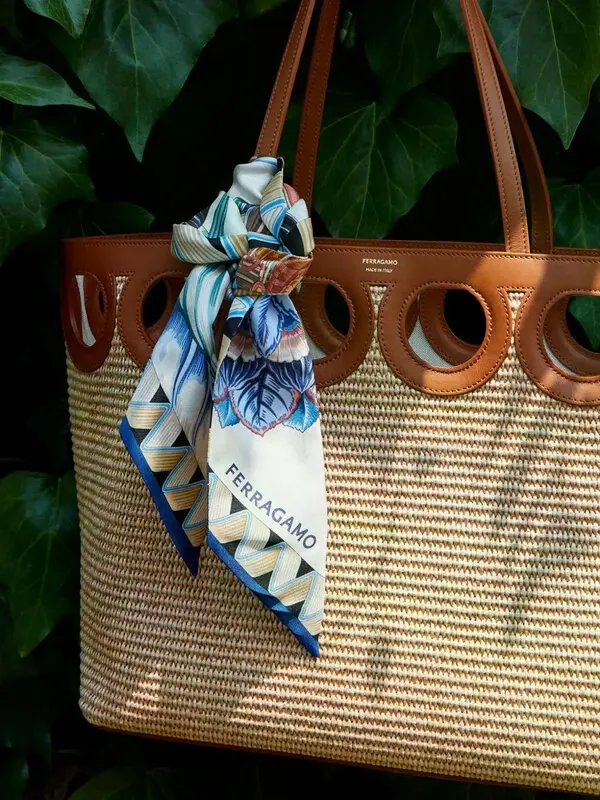 FERRAGAMO Floral-print Silk Scarf - Blue