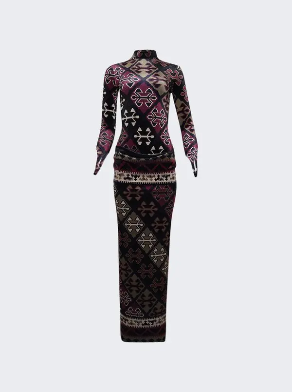 Burc Akyol Carpet Printed Velvet Dress - Multicolor