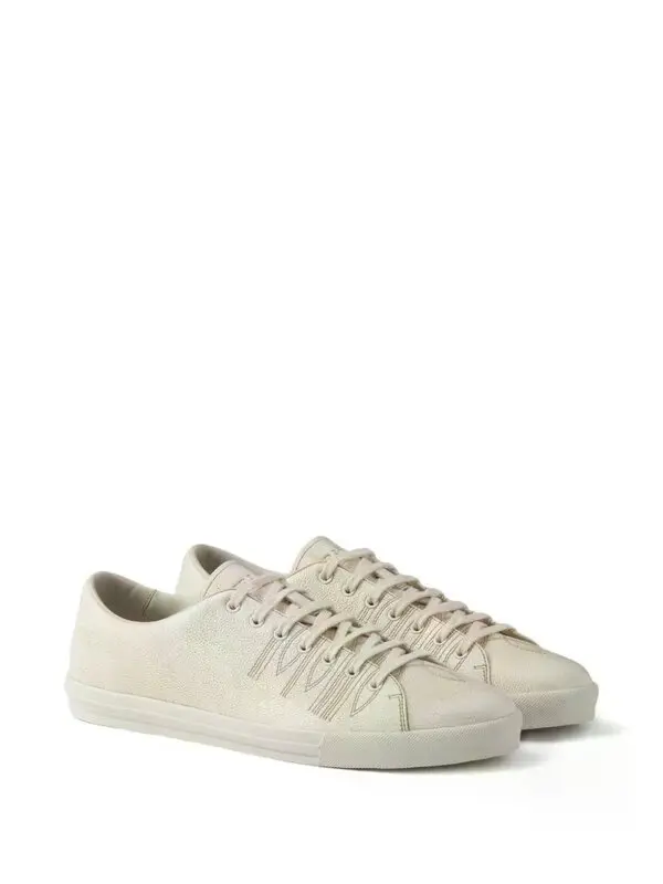 Prada Aged-effect Leather Sneakers - Neutrals