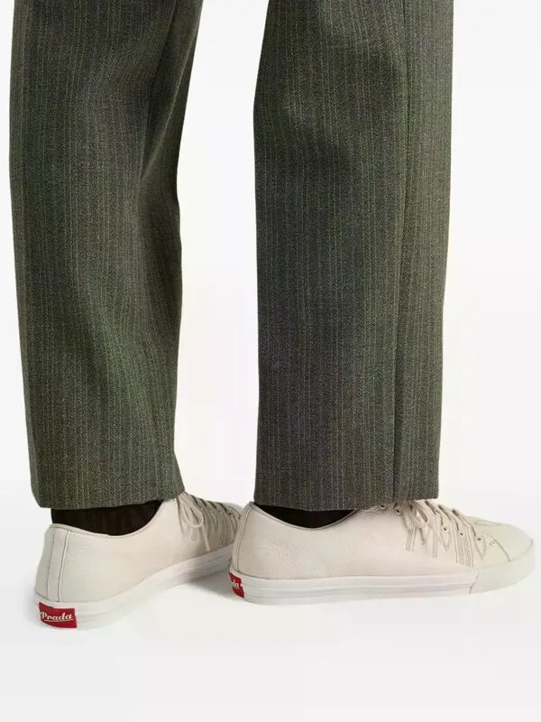 Prada Aged-effect Leather Sneakers - Neutrals