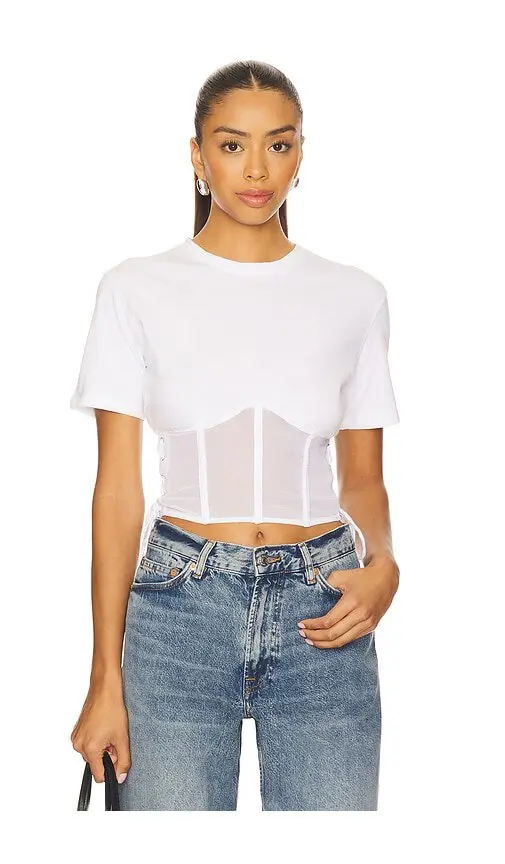 FLEUR DU MAL Sabrina Corset T-shirt - Ivory