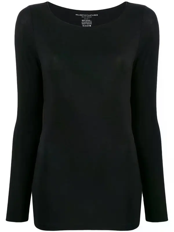 Majestic Filatures Boat Neck Fitted Top - Black