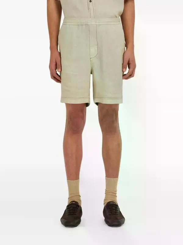 FERRAGAMO Elasticated Waistband Linen Blend Shorts With Flap Pockets