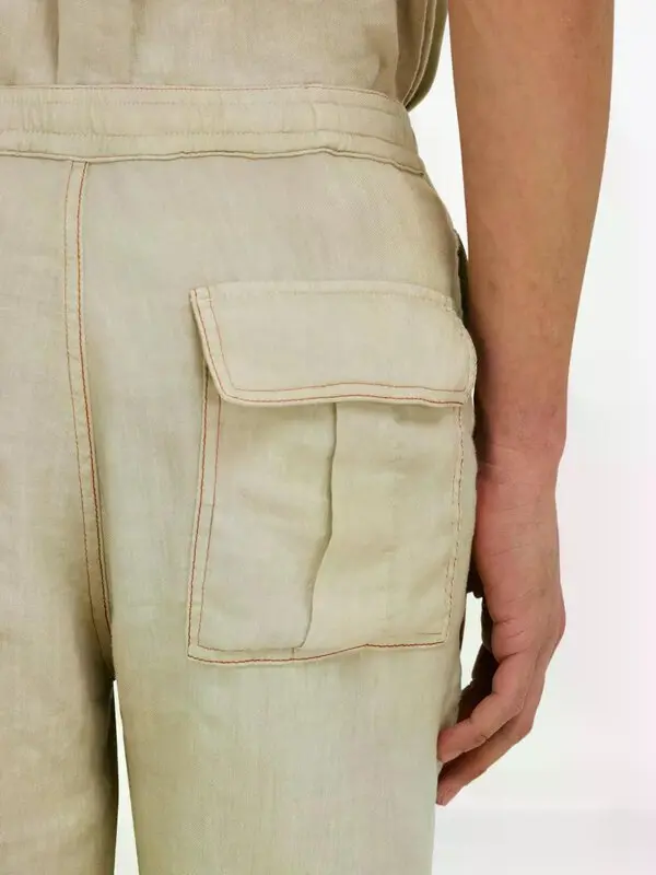 FERRAGAMO Elasticated Waistband Linen Blend Shorts With Flap Pockets