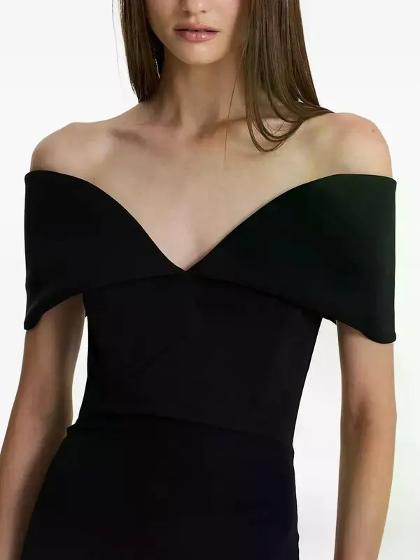 MOOS STUDIO Muse Off-shoulder V-neck Maxi Dress - Black