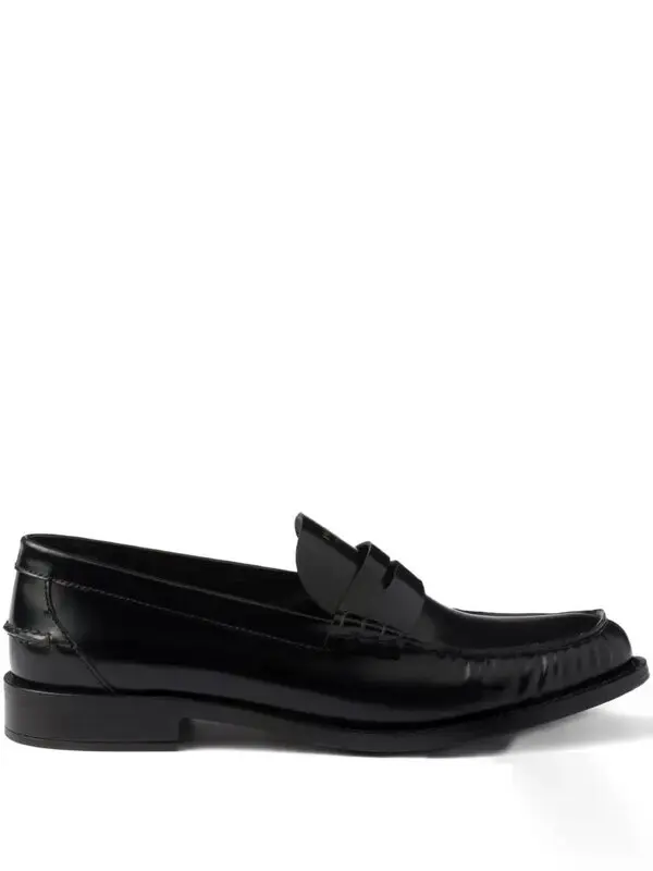 Prada Brushed Leather Band Loafers