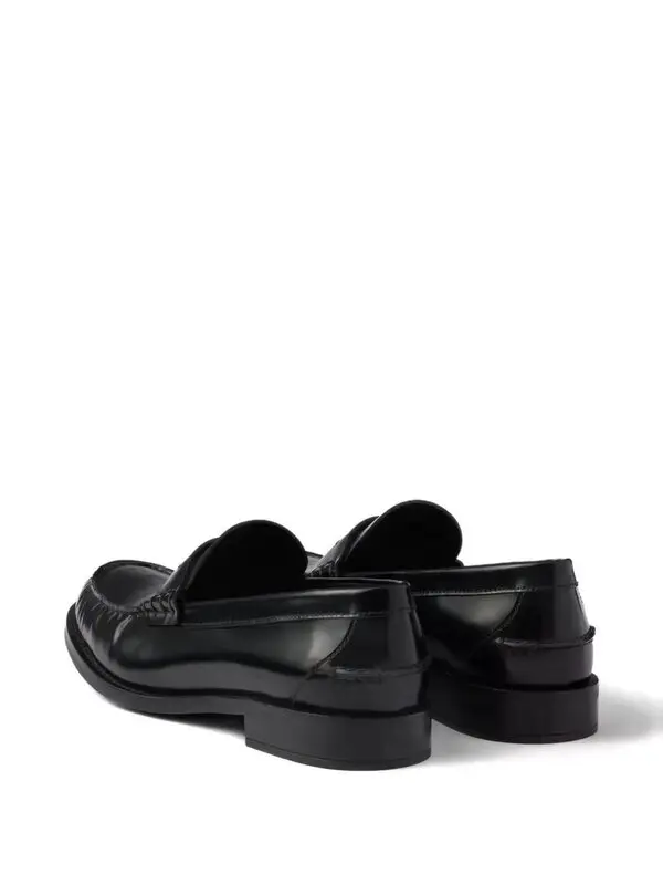 Prada Brushed Leather Band Loafers