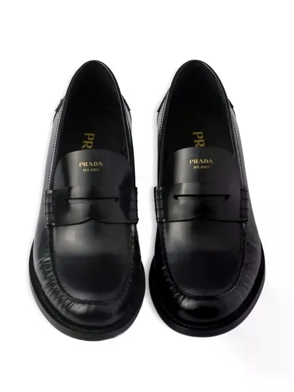 Prada Brushed Leather Band Loafers