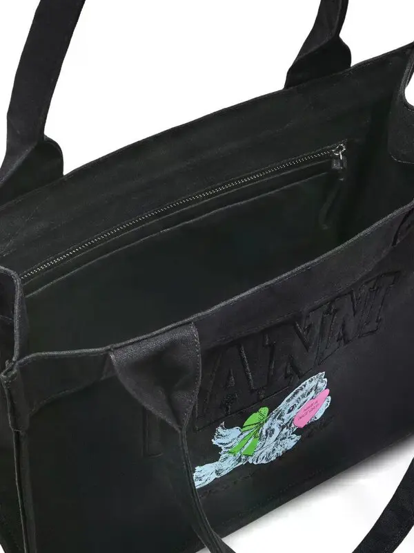 GANNI Puppy-print Tote Bag