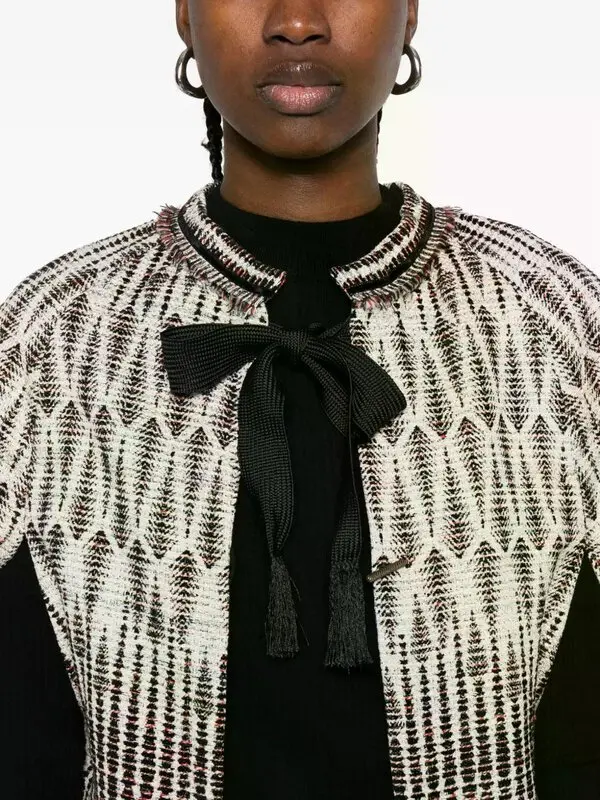 FORTE_FORTE Geometric-pattern Bow Jacket