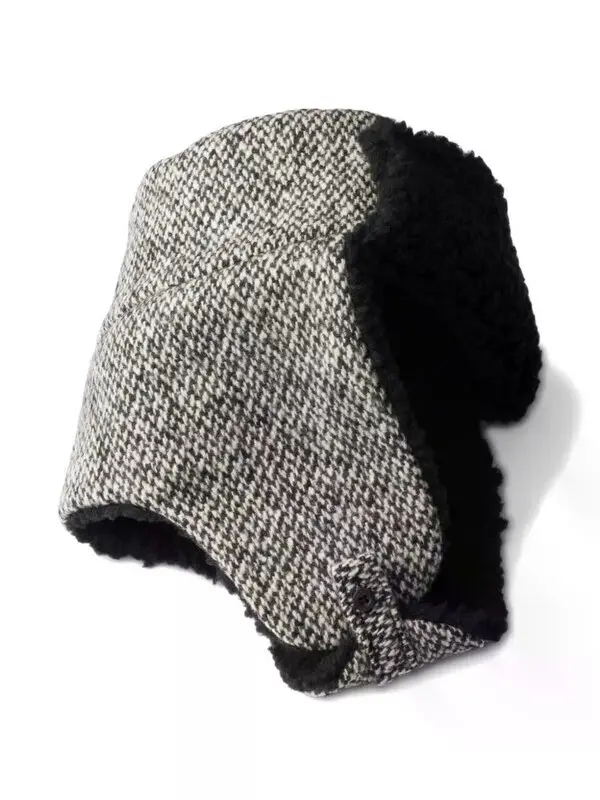 Prada Houndstooth Fleece Trapper Hat