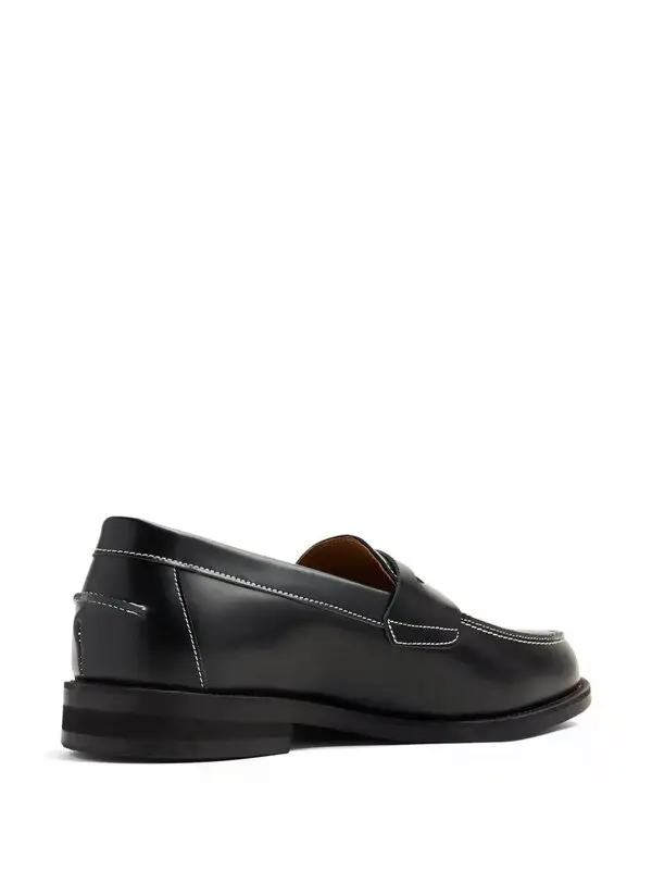 DUKE + DEXTER Contrast-stitching Leather Loafers