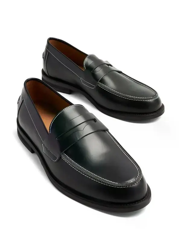 DUKE + DEXTER Contrast-stitching Leather Loafers