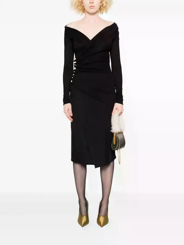 Elisabetta Franchi Side-button Draped Dress
