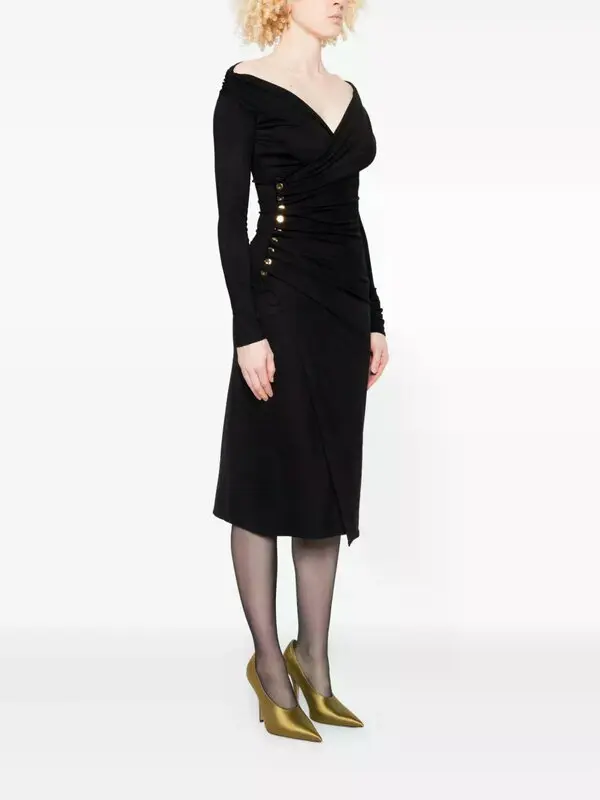 Elisabetta Franchi Side-button Draped Dress