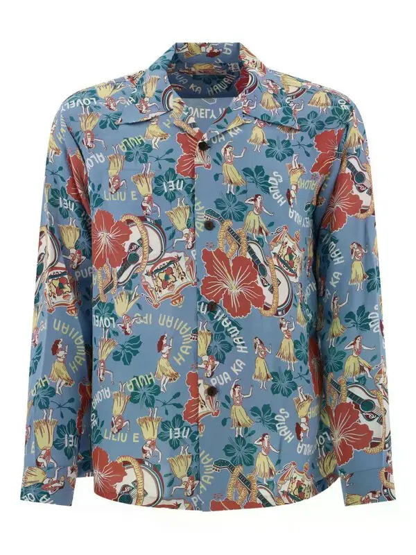 SUN SURF Dancer-print Shirt