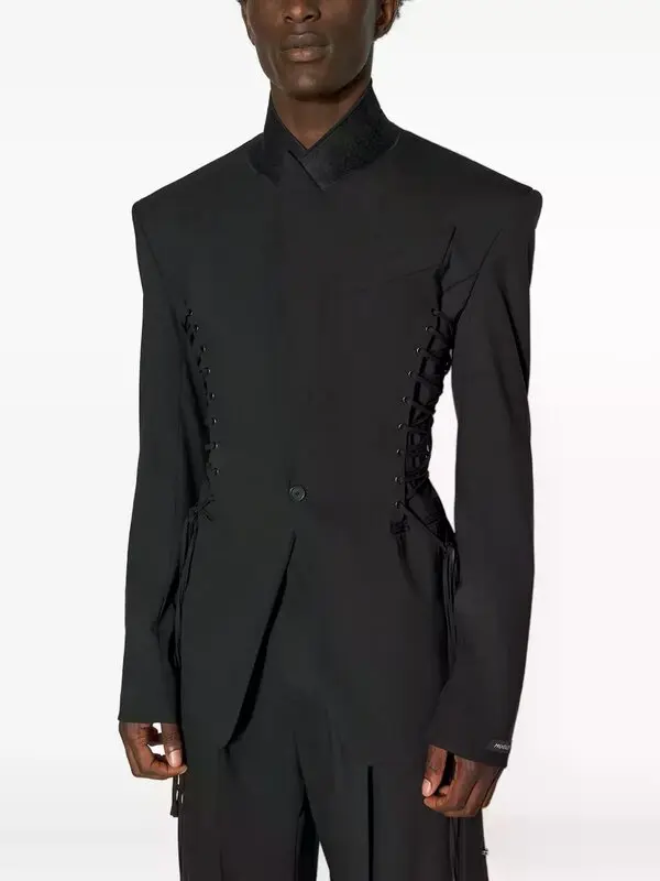 MUGLER Lace-up Padded-shoulder Jacket