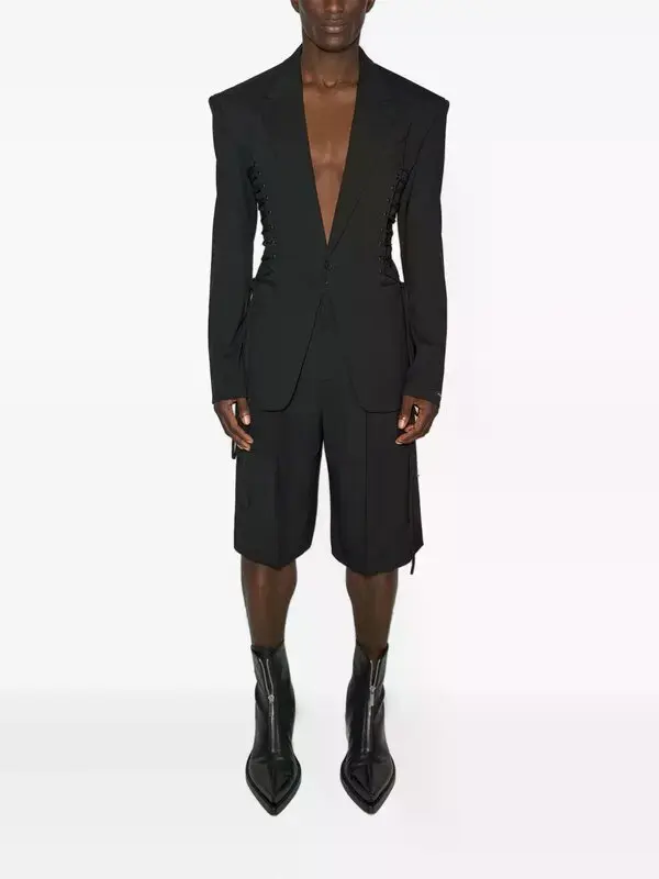 MUGLER Lace-up Padded-shoulder Jacket
