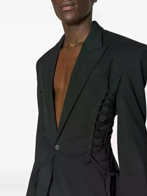 MUGLER Lace-up Padded-shoulder Jacket