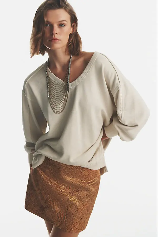 PILCRO Hudson Cotton Popover Top - White Swan