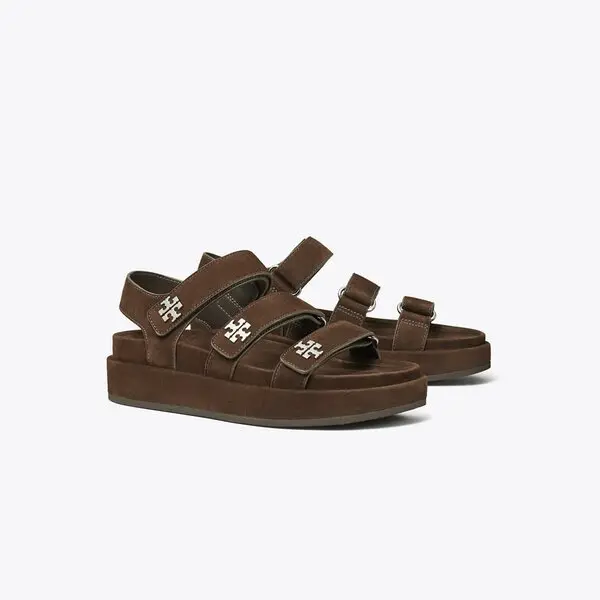 Tory Burch Kira Sport Sandal - Dark Cocoa/silver