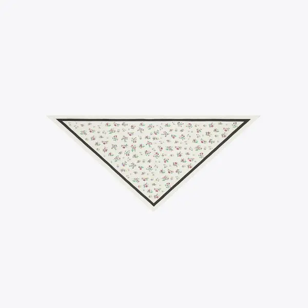 Tory Burch Silk Triangle Scarf - Ditsy Floral Ivory