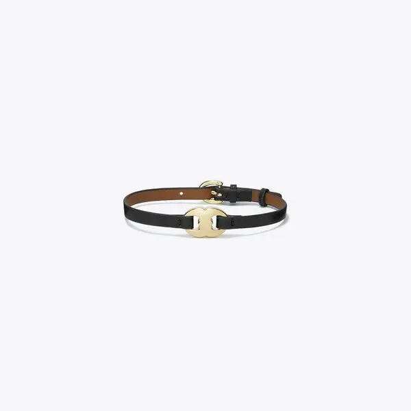 Tory Burch Gemini Link Leather Bracelet - Light Brass/black