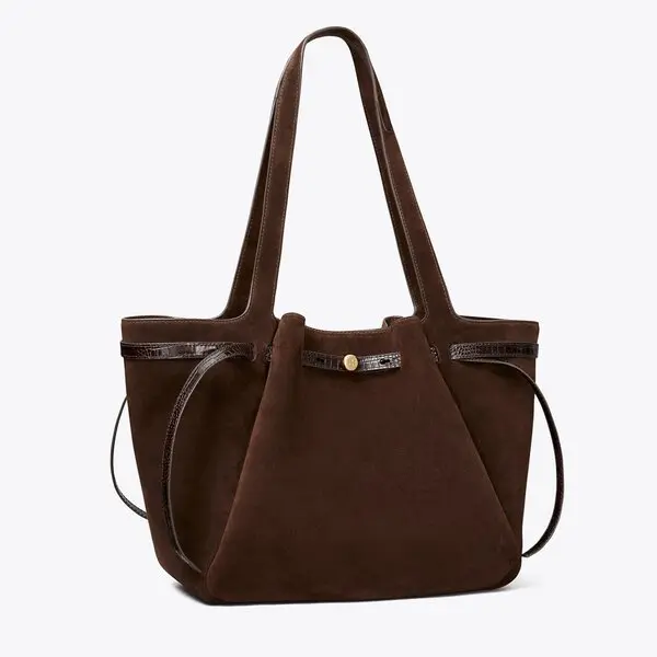 Tory Burch Romy Suede Tote - Dark Cocoa
