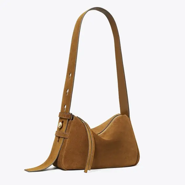 Tory Burch Small Romy Suede Shoulder Bag - Caramel