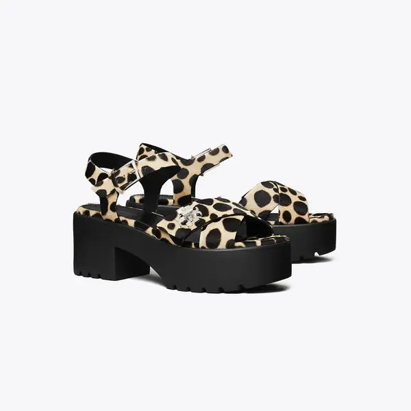 Tory Burch Turnlock Platform Lug Heeled Sandal - Trench/perfect Black