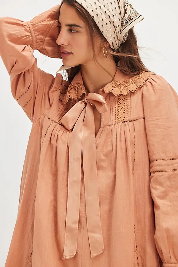 Free People 5 O'clock Time Mini Dress - Peached Copper