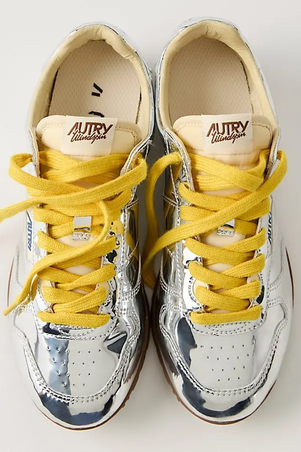 Free People Autry Windspin Low Metallic Sneakers - Silver/ivory