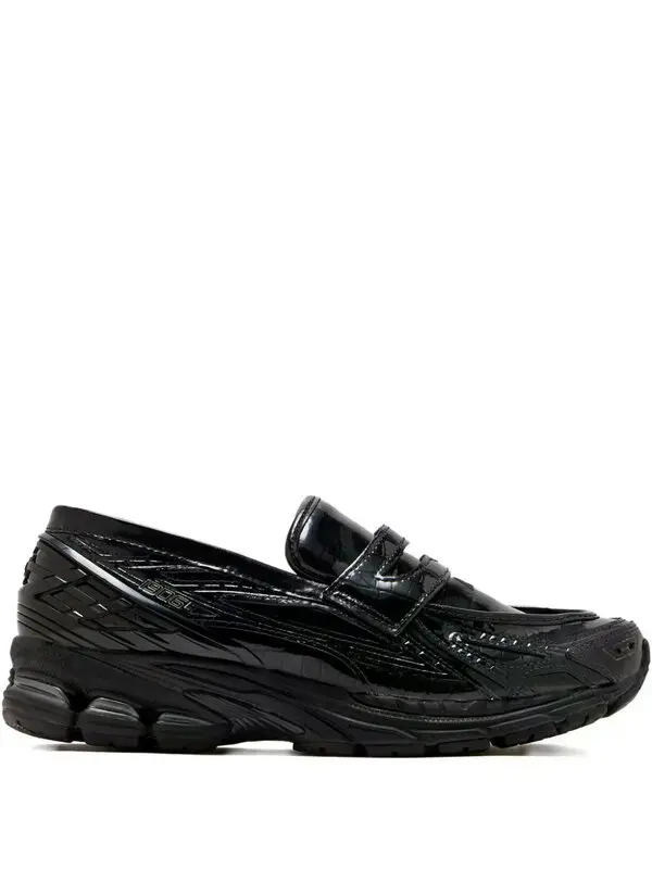 NEW BALANCE Crocodile-effect Slip-on Sneakers - Black/black