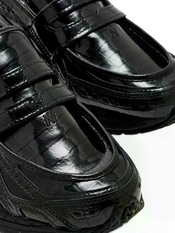 NEW BALANCE Crocodile-effect Slip-on Sneakers - Black/black