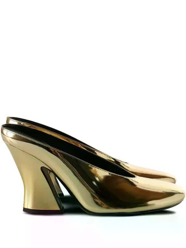 Givenchy 95mm Mirrored Leather Mules