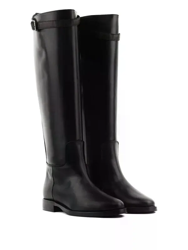 PAUL WARMER Buckle-strap Leather Boots - Black