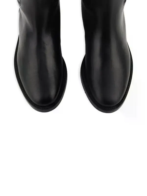 PAUL WARMER Buckle-strap Leather Boots - Black