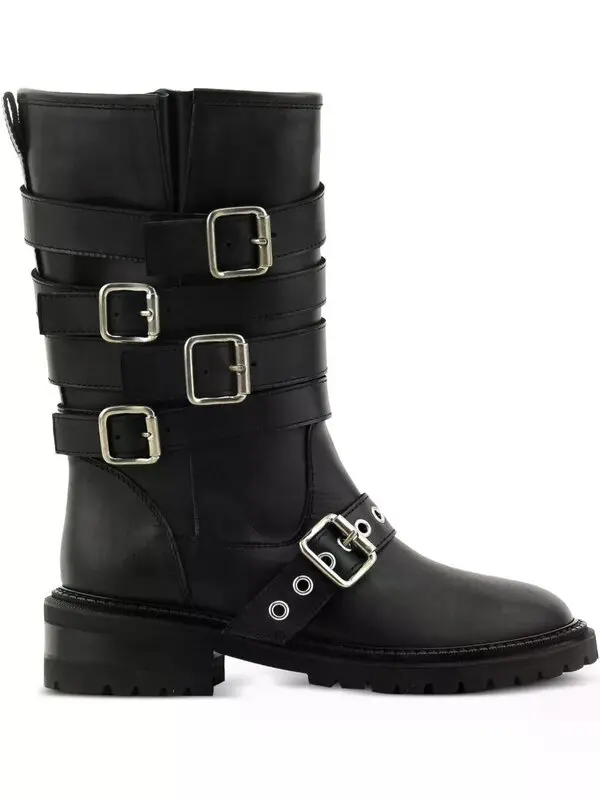PAUL WARMER Buckle-strap Biker Boots - Black