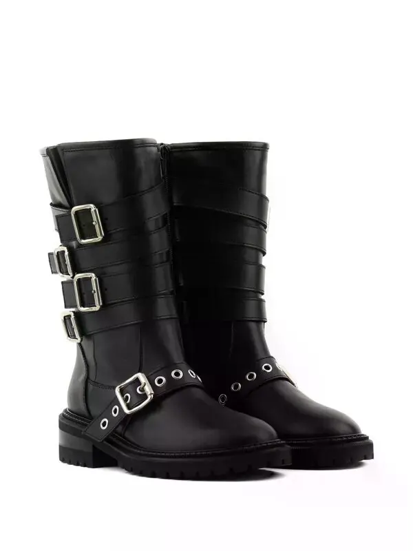PAUL WARMER Buckle-strap Biker Boots - Black