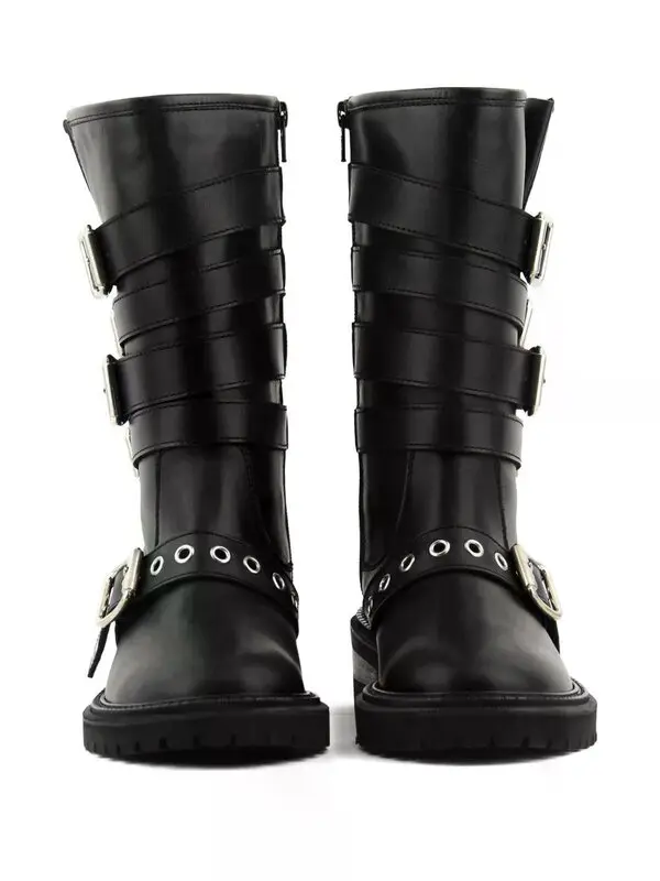 PAUL WARMER Buckle-strap Biker Boots - Black