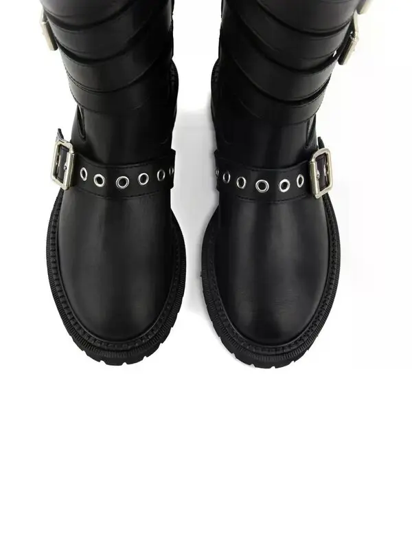 PAUL WARMER Buckle-strap Biker Boots - Black