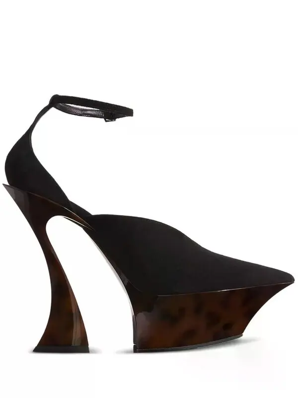 MUGLER 95mm Sculpted-heel Mules With Ankle Strap - Brown
