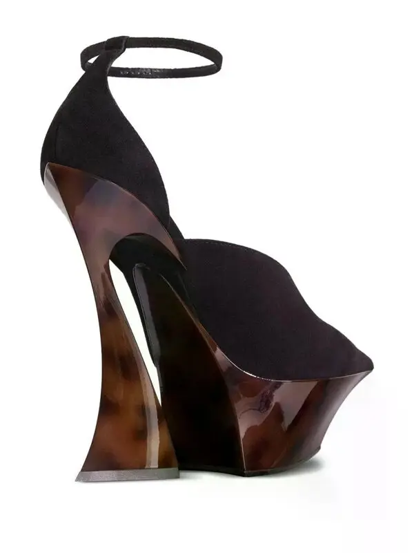 MUGLER 95mm Sculpted-heel Mules With Ankle Strap - Brown
