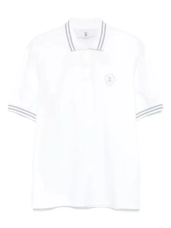 Brunello Cucinelli Embroidered-logo Polo Shirt - White